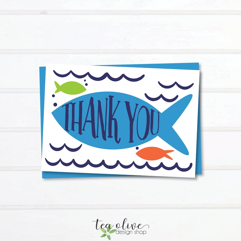 Fish Thank You Card / Printable Gone Fishing Thank You Note / | Etsy