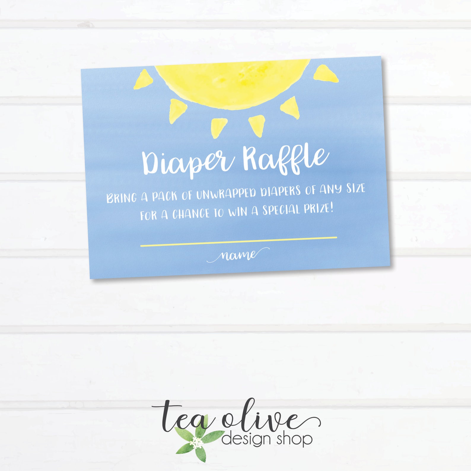 Sunshine Diaper Raffle Card / Diaper Raffle Insert Card for | Etsy