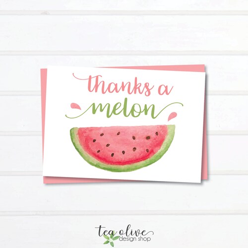 Watermelon Thank You Card / Printable Thanks a Melon Card / | Etsy