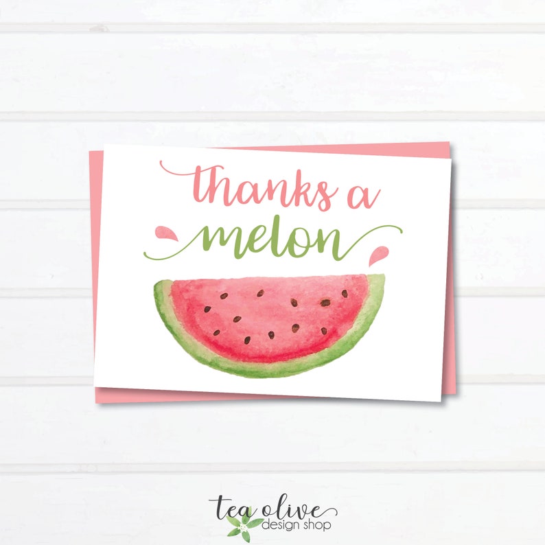 Watermelon Thank You Card: Printable Party Note (digital Download) - Etsy