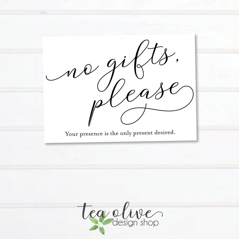 Printable No Gifts Baby Shower or Wedding Shower Insert Card / - Etsy
