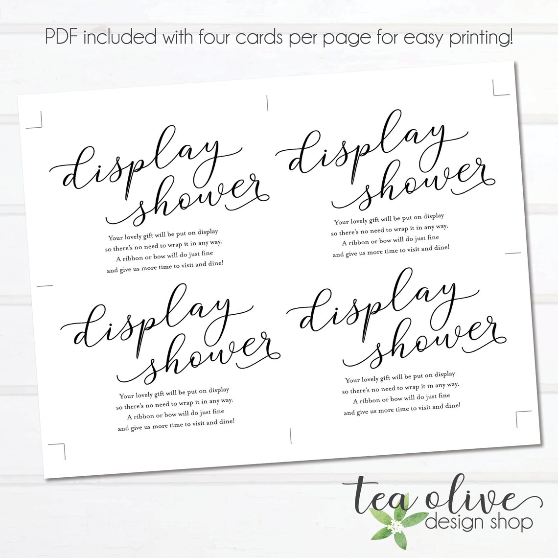 Display Shower Card / Printable Baby Shower Insert Card / | Etsy