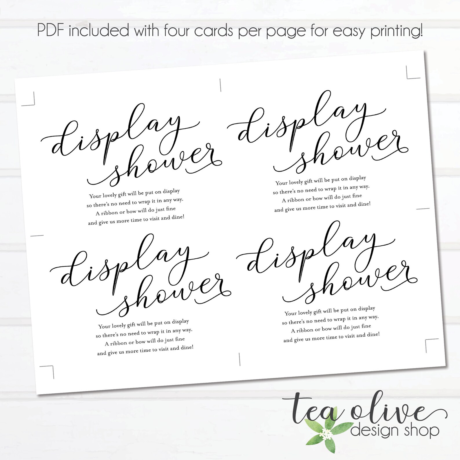 Display Shower Card / Printable Baby Shower Insert Card / | Etsy