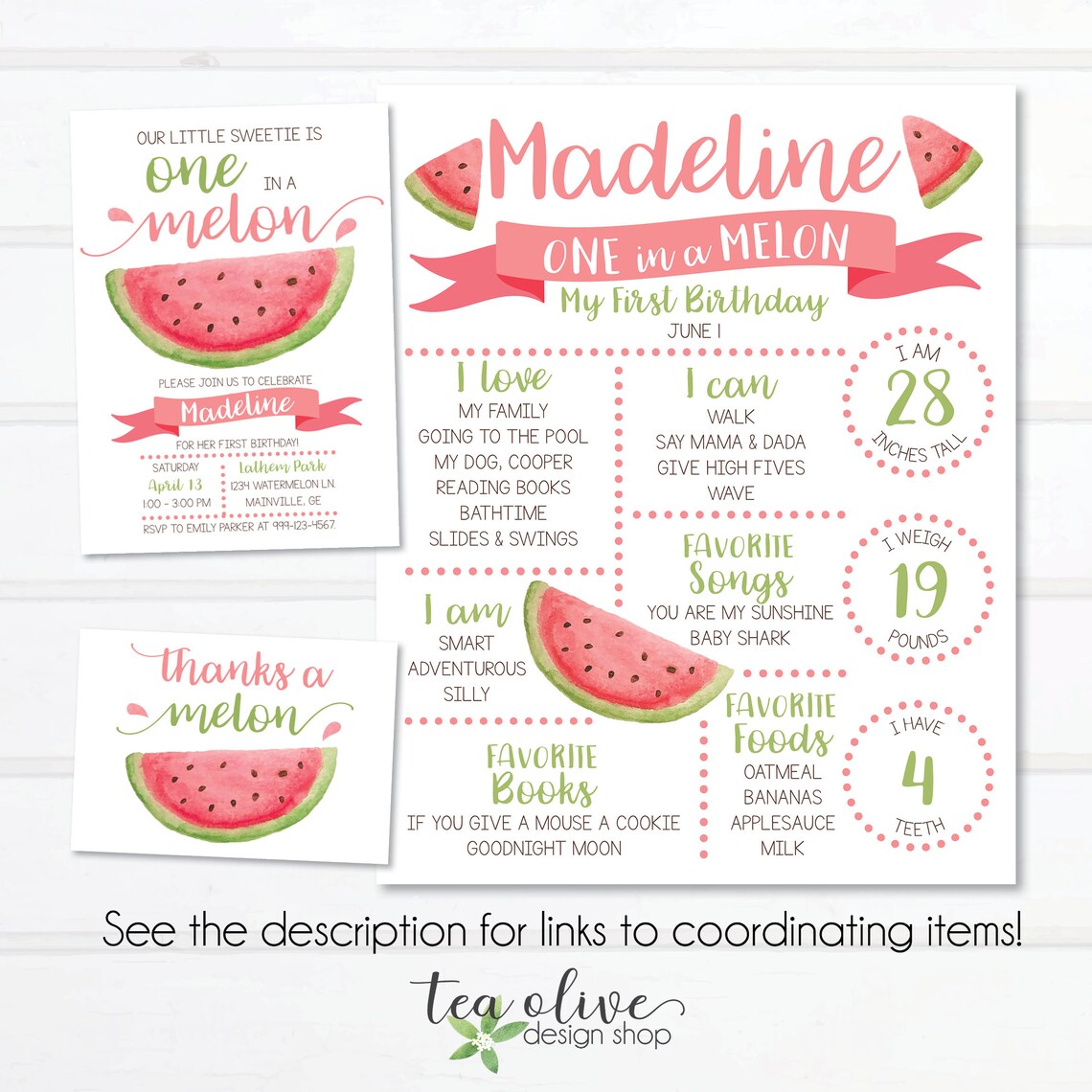 Watermelon Thank You Card / Printable Thanks a Melon Card / | Etsy