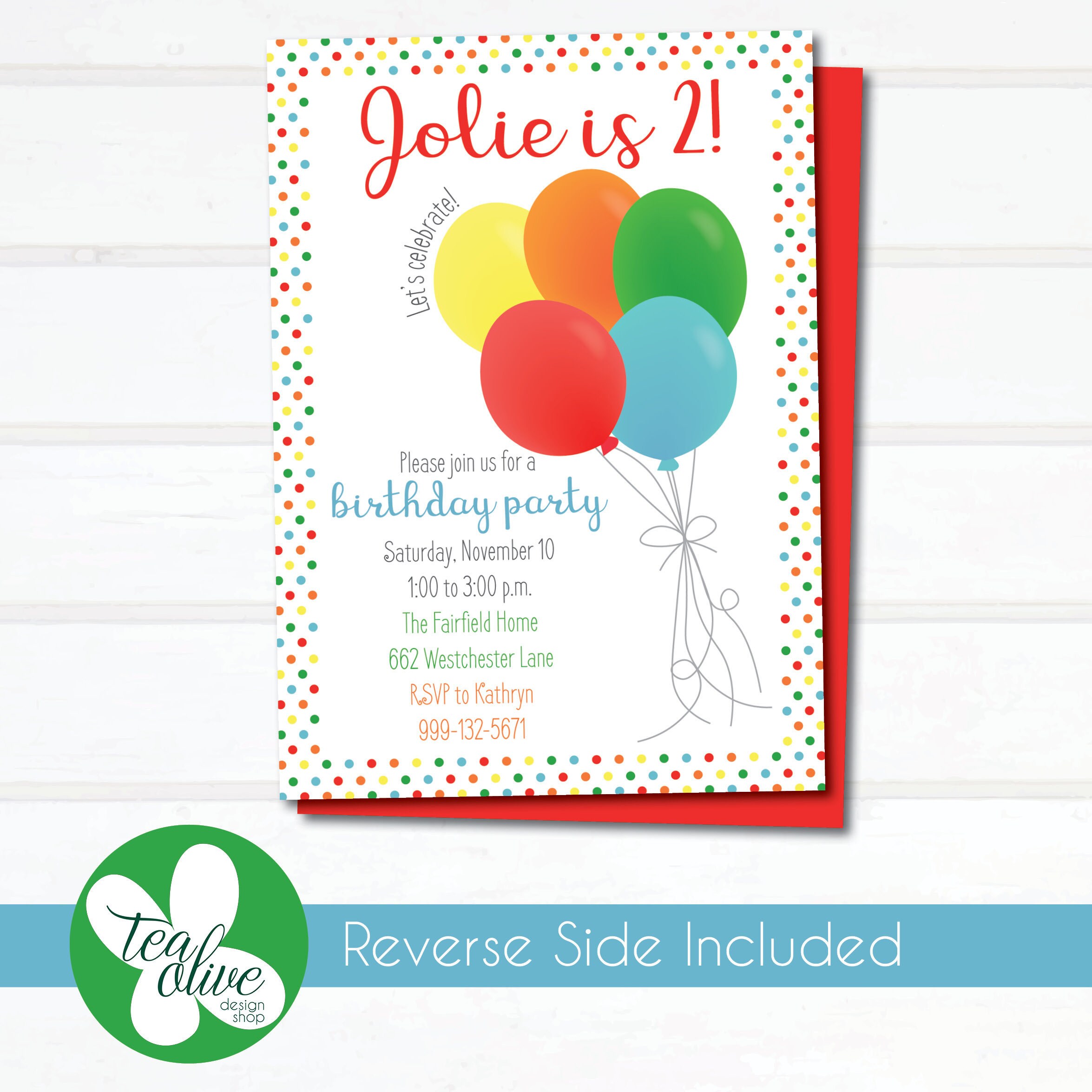 Balloon Birthday Party Invitation / Balloons Invitation / | Etsy