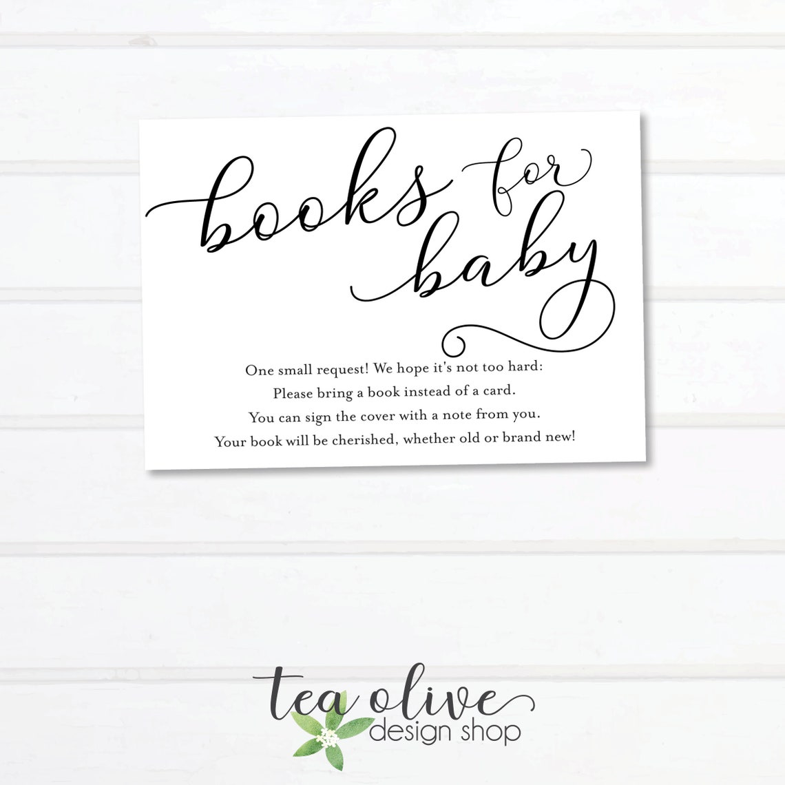 Books for Baby Card: Baby Shower Invitation Insert (digital Download ...