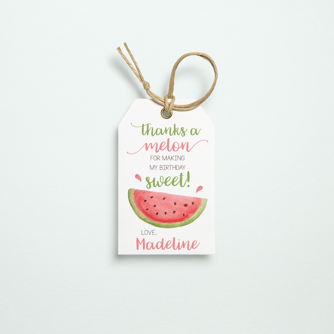 Watermelon Favor Tag Digital File / Printable Thanks a Melon Card ...
