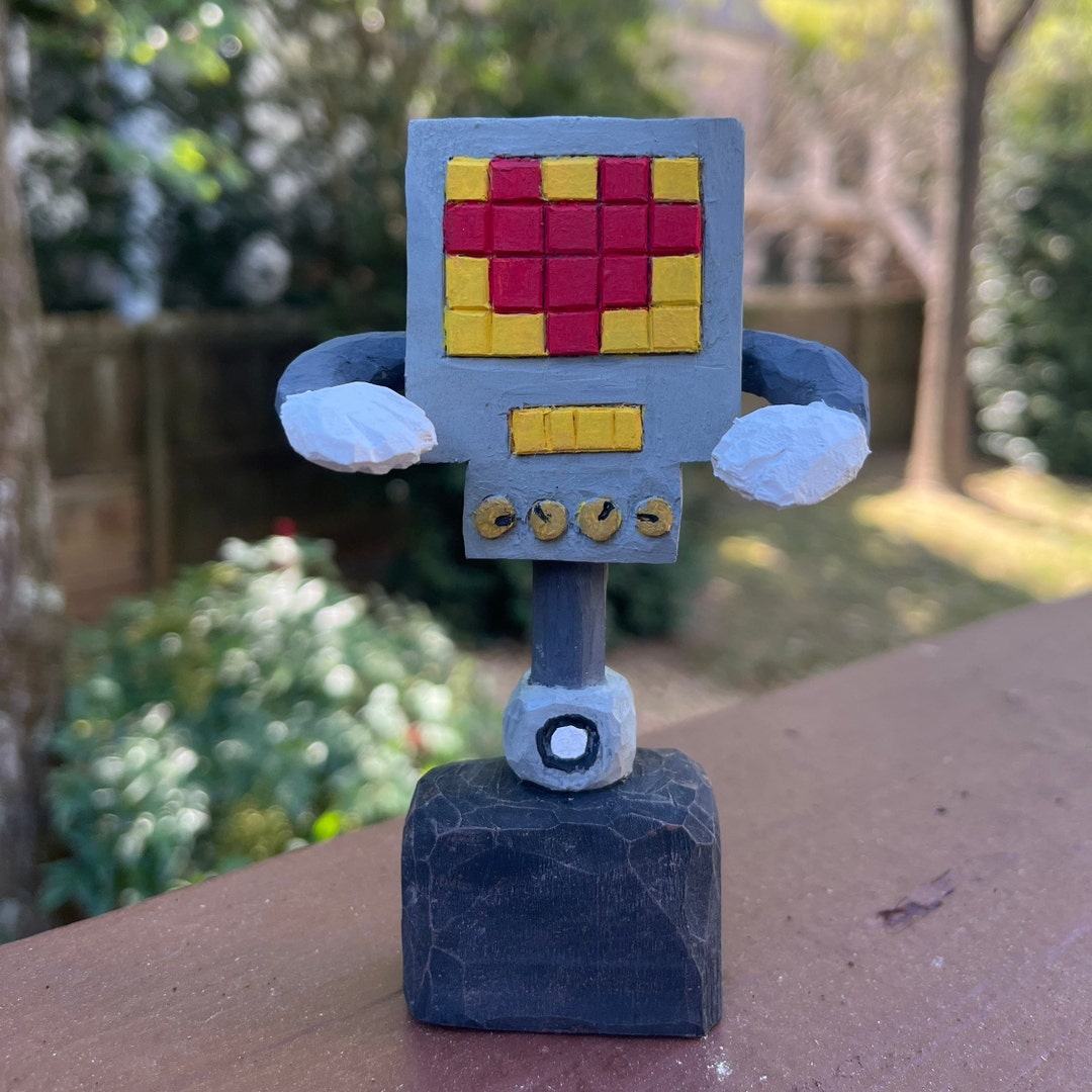 Mettaton Robot Sculpture, Handmade Wood Carving, Undertale Hand-carved ...