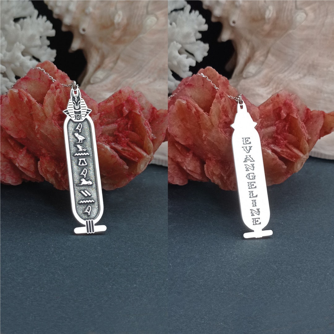 Egyptian God Anubis Cartouche Necklace, Custom Made Hieroglyph Necklace ...