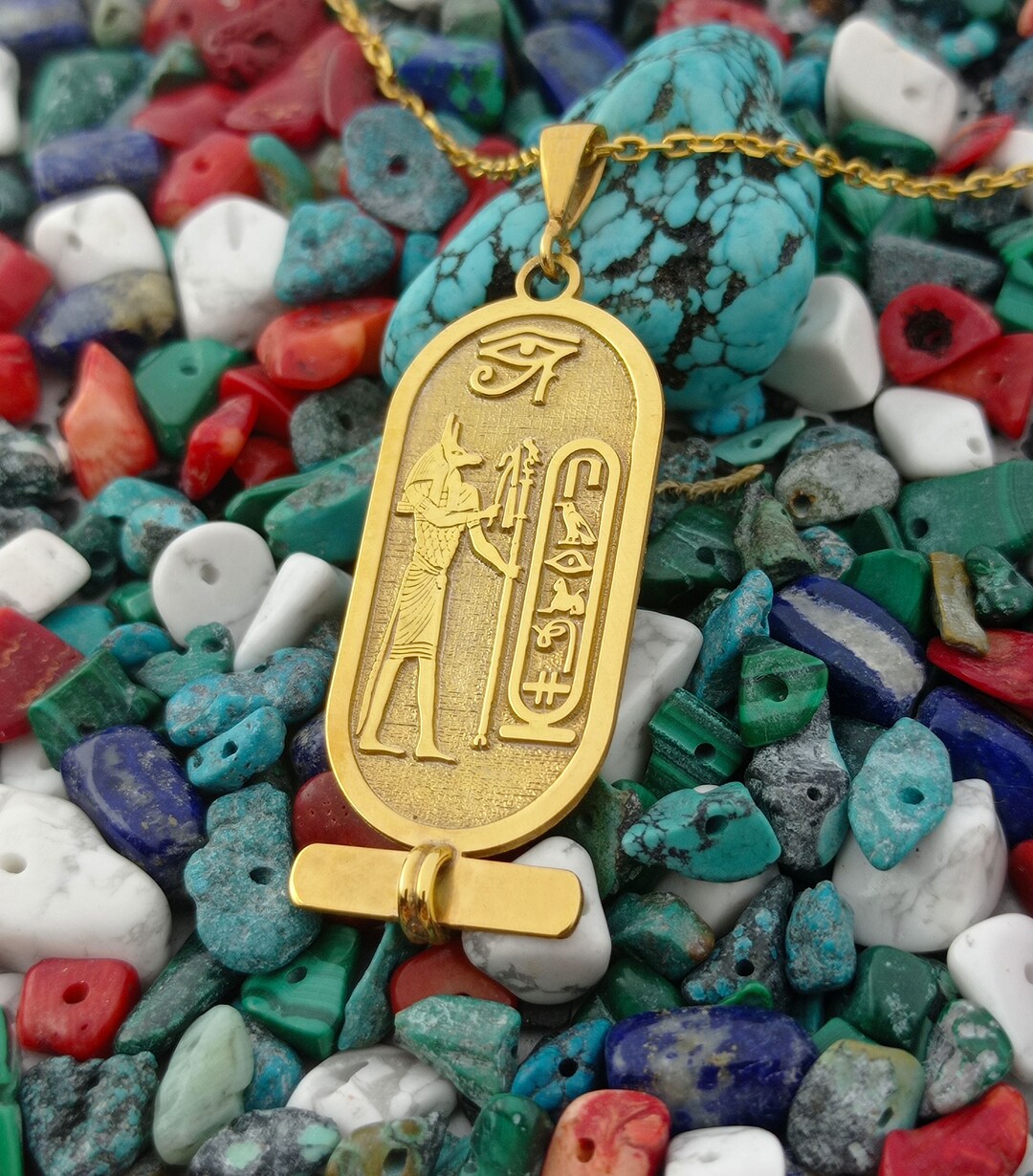 Custom Anubis Cartouche Necklace, Sterling Silver Egyptian Hieroglyph ...