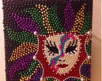 Mardi gras bead art | Etsy