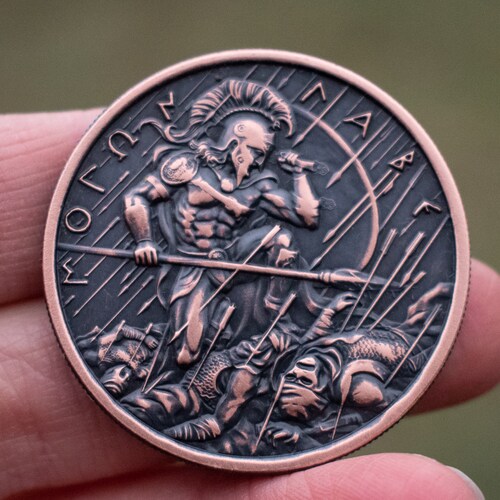 Molon Labe Spartan Challenge Coin Every Day Carry Antique - Etsy