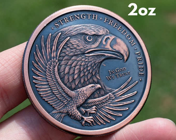 Large 2oz American Eagle Challenge Coin Strength Freedom - Etsy