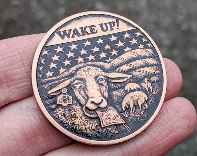 Wake up Sheep Antique Patina Custom Challenge Coin Medallion - Etsy