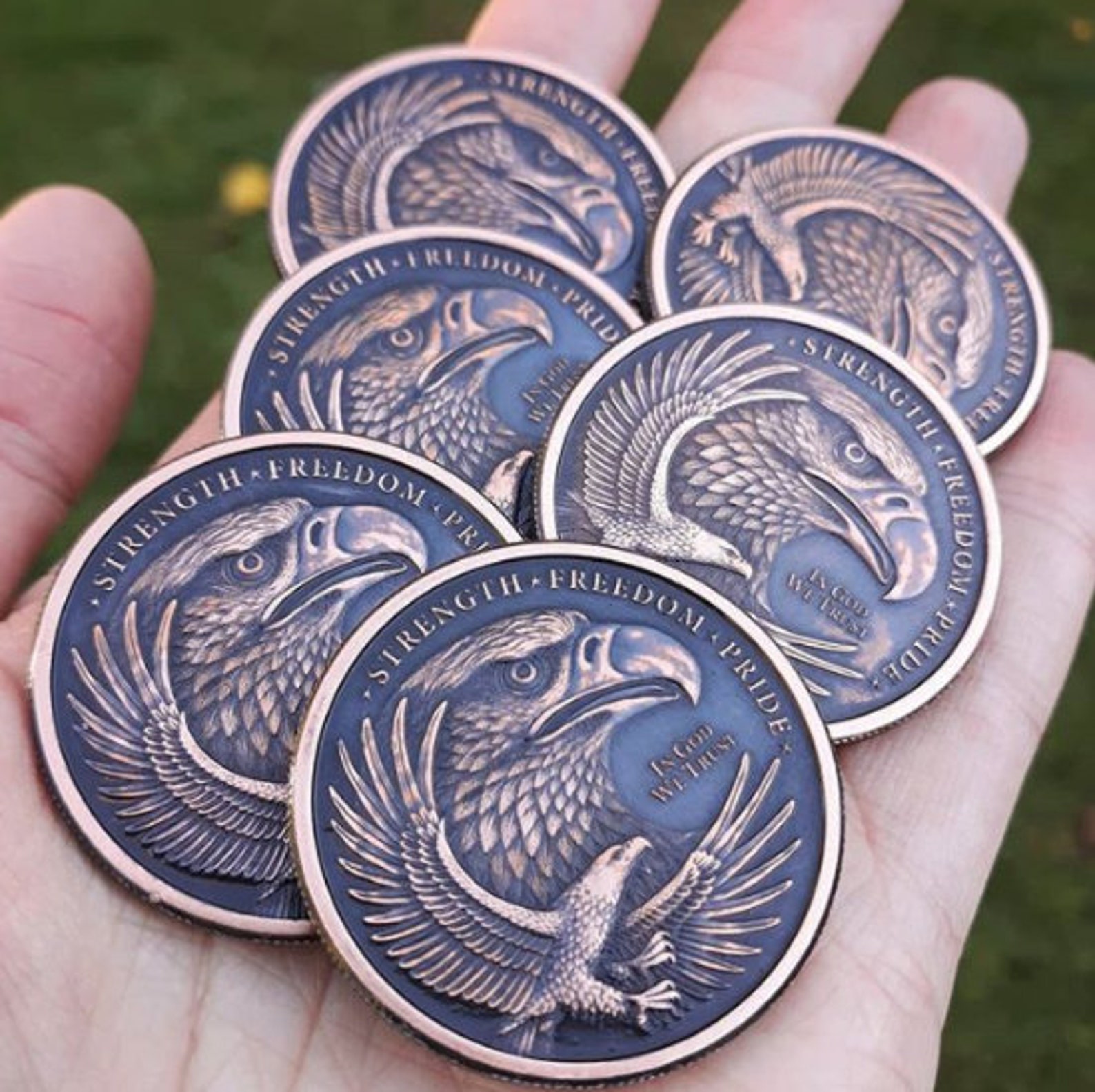 American Eagle Challenge Coin - Strength Freedom Pride Antique Patina ...