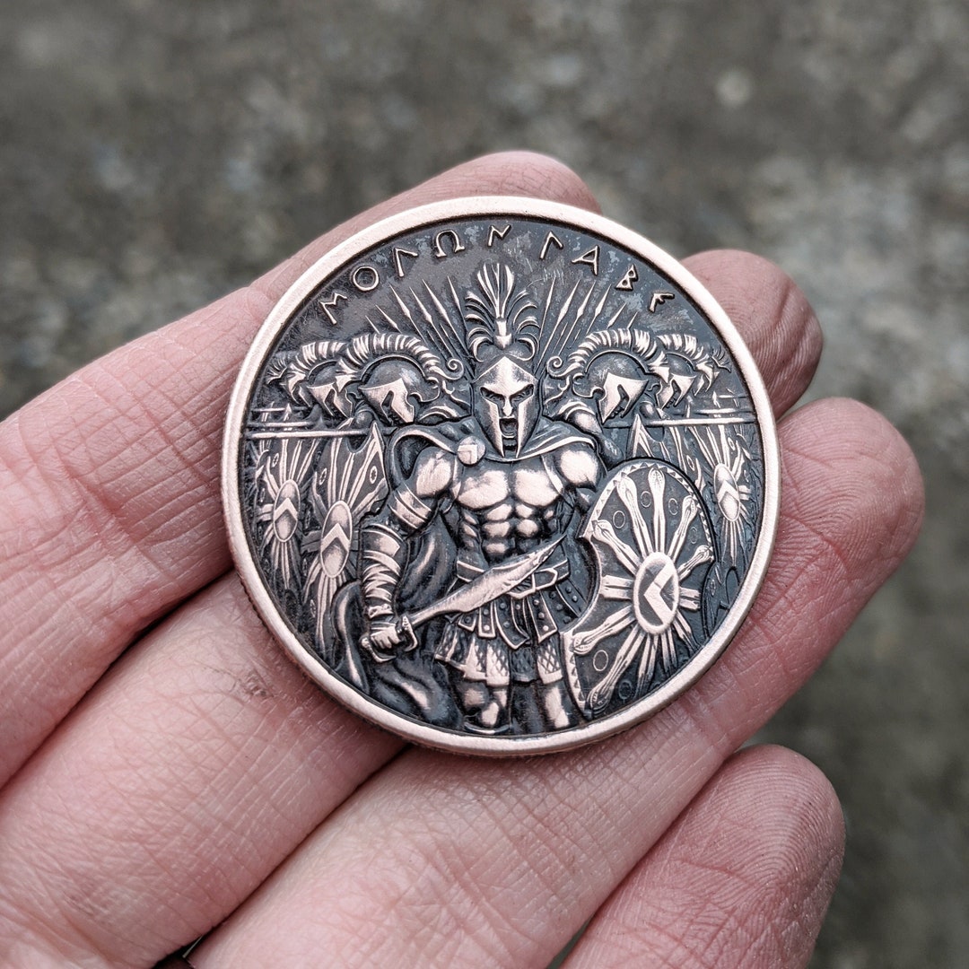 Molon Labe Spartan Challenge Coin | Every Day Carry Antique Patina ...