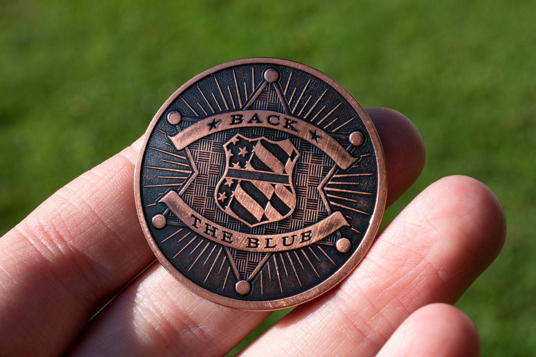 Back the Blue Police Challenge Coin | Antique Patina | Poker Guard ...