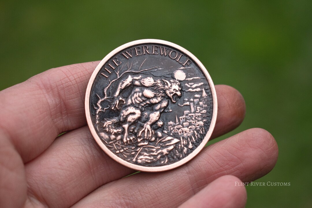 Werewolf EDC Antique Patina Challenge Coin | Hobo Nickel | Worry Fiddle ...