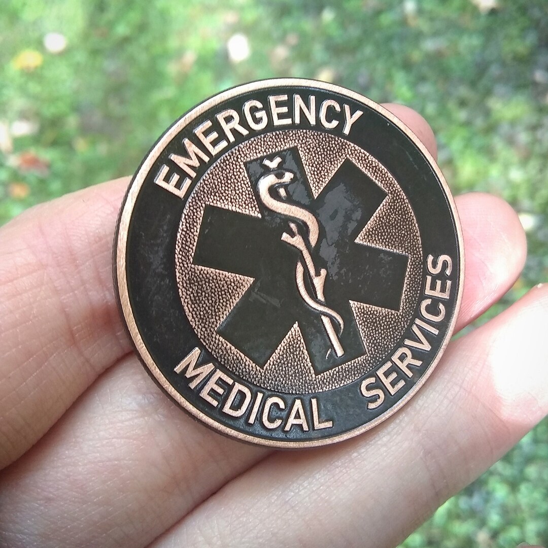 EMS Challenge Coin Antique Patina Copper Coin Poker Guard Worry Fiddle ...