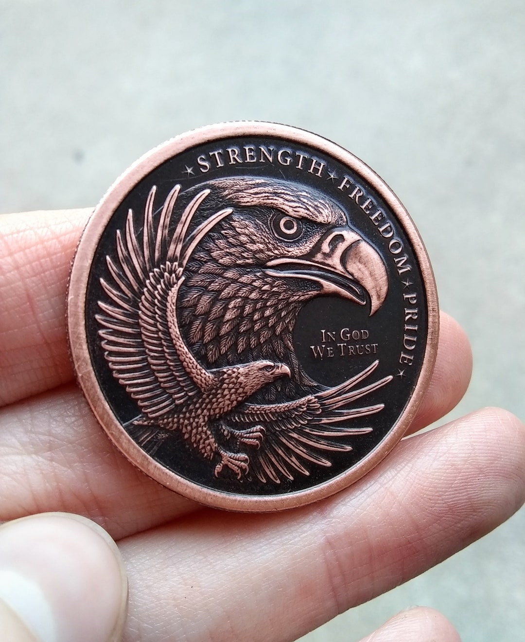 American Eagle Challenge Coin - Strength Freedom Pride Antique Patina ...