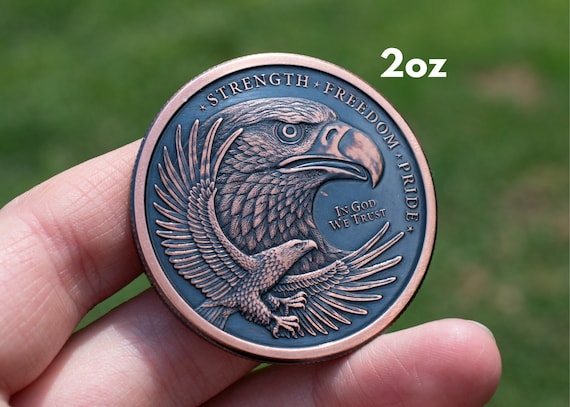 Large 2oz American Eagle Challenge Coin Strength Freedom - Etsy
