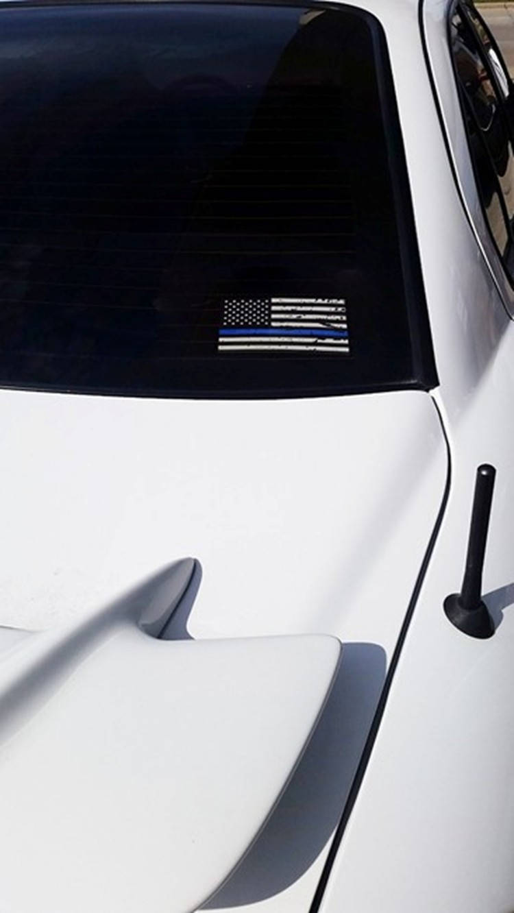 Tattered Blue Line Flag Thin Blue Line Vinyl Sticker Police Sticker ...