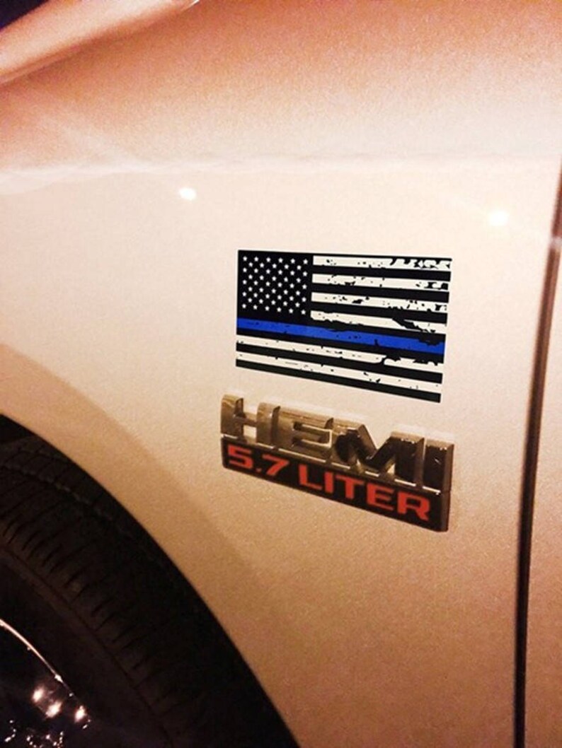 Tattered Blue Line Flag Thin Blue Line Vinyl Sticker Police Sticker ...