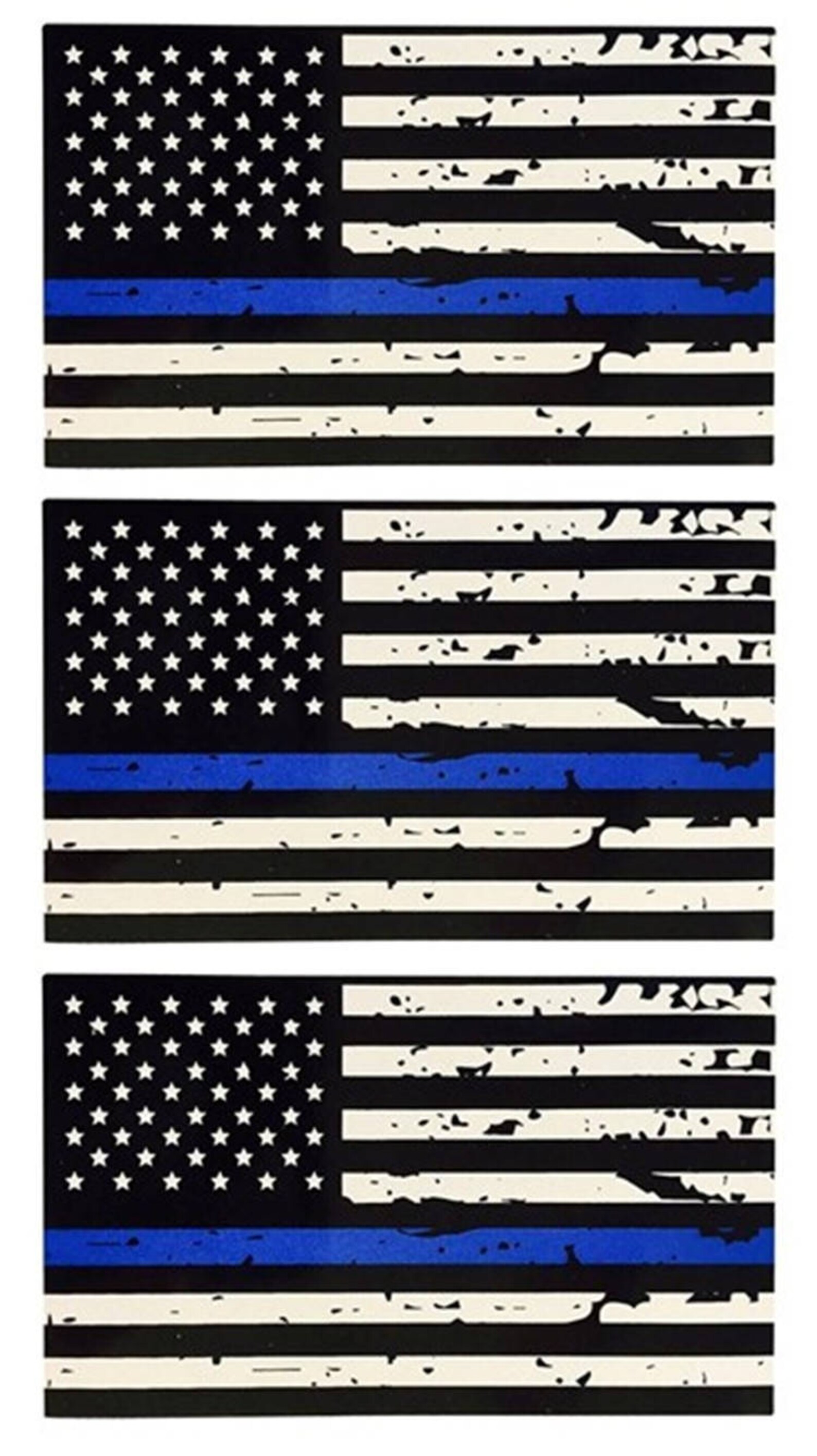 Tattered Blue Line Flag Thin Blue Line Vinyl Sticker Police Sticker ...