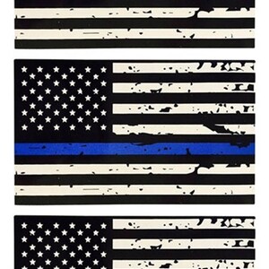Tattered Blue Line Flag Thin Blue Line Vinyl Sticker Police Sticker ...