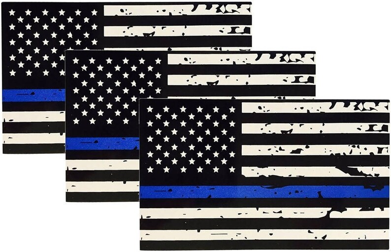 Tattered Blue Line Flag Thin Blue Line Vinyl Sticker Police Sticker ...