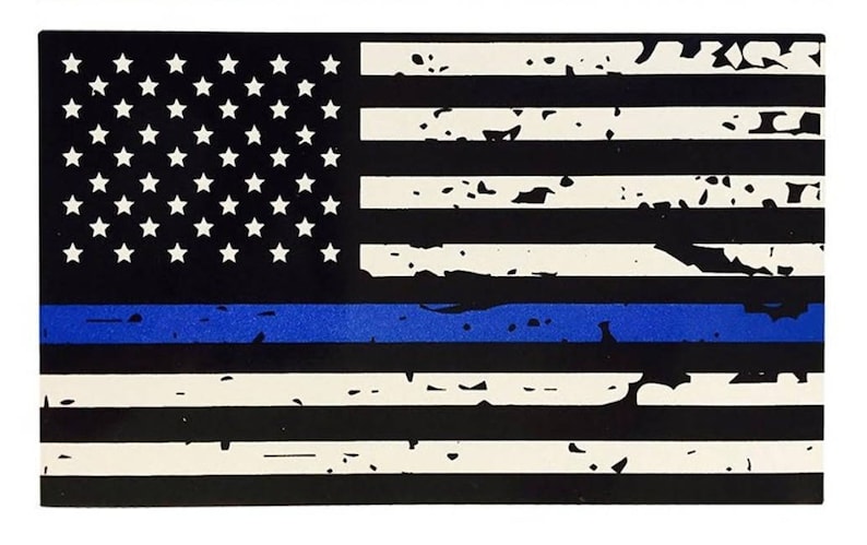 Tattered Blue Line Flag Thin Blue Line Vinyl Sticker Police Sticker ...