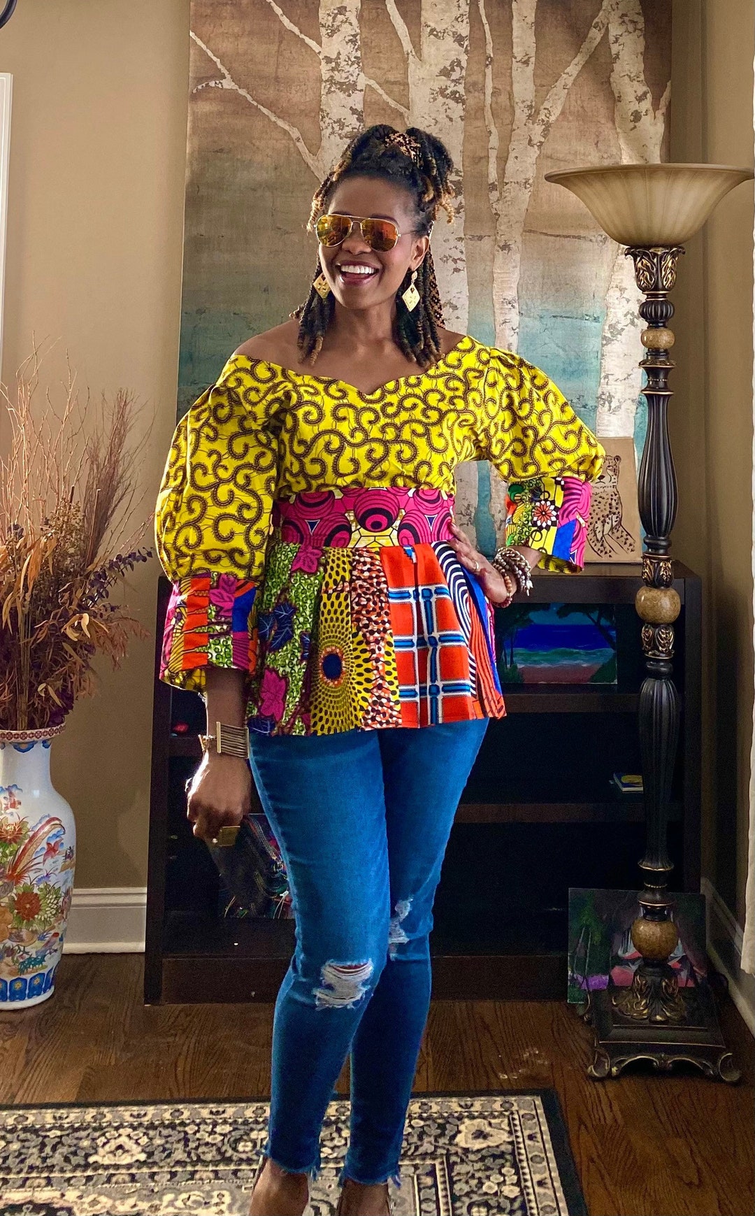 Women's African Top Ankara Peplum African Print Top MONILA - Etsy