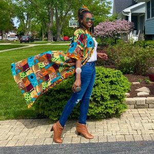 Zahara Ankara Kimono Jacket African Print Duster With Pockets XS Plus Size - Etsy