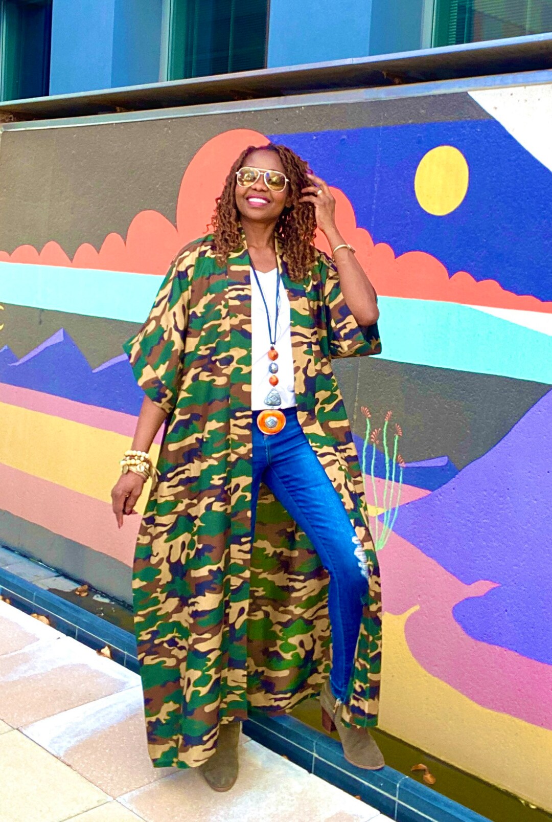 Lessie African Print Kimono Robe Camouflage Jacket - Etsy