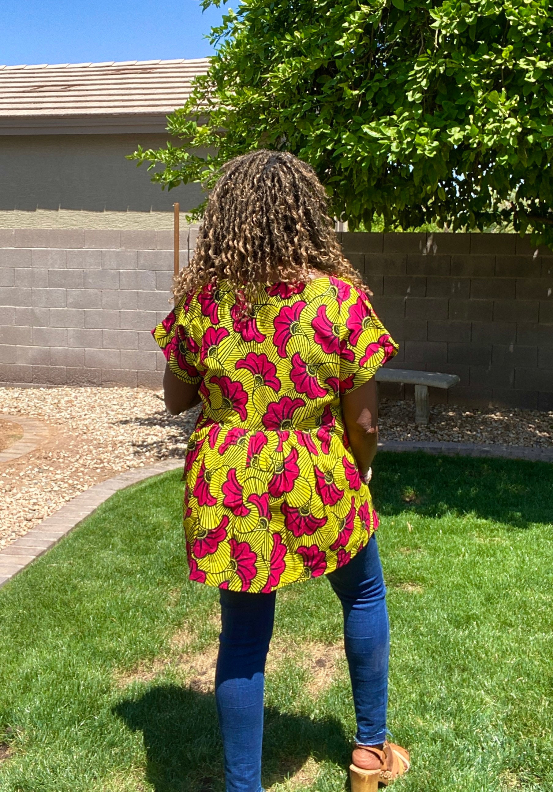 Sheree Ankara Tops African Print Top Green and Pink Tops for Women ...