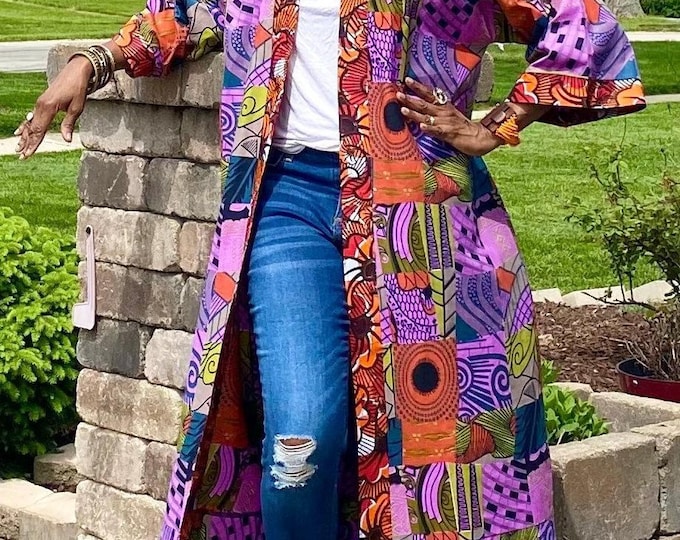 Ajani Kimono, Kimono Jacket With Pockets Kimono Robe African Print ...