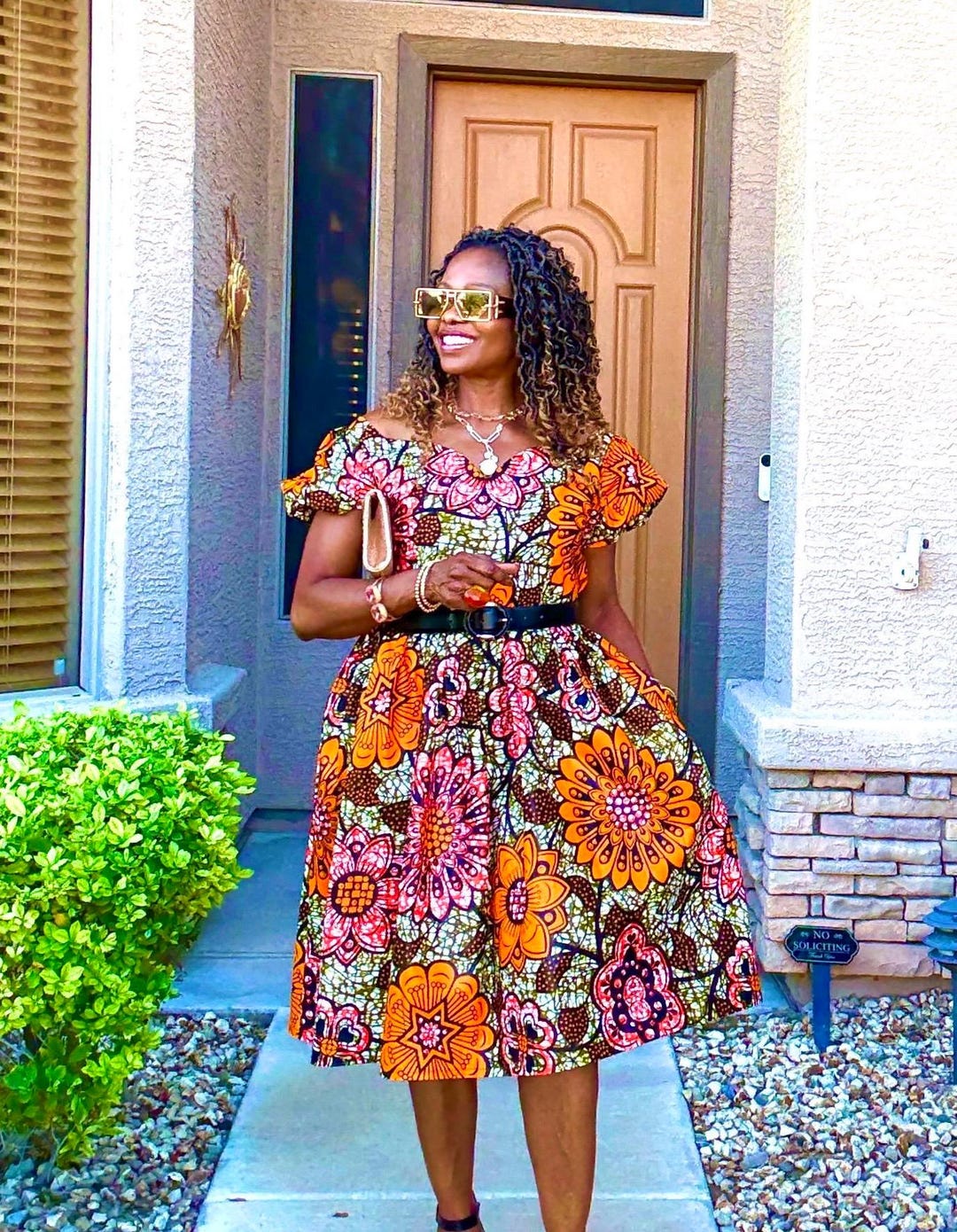 Ora African Print Dress, Midi Akara Outfit - Etsy