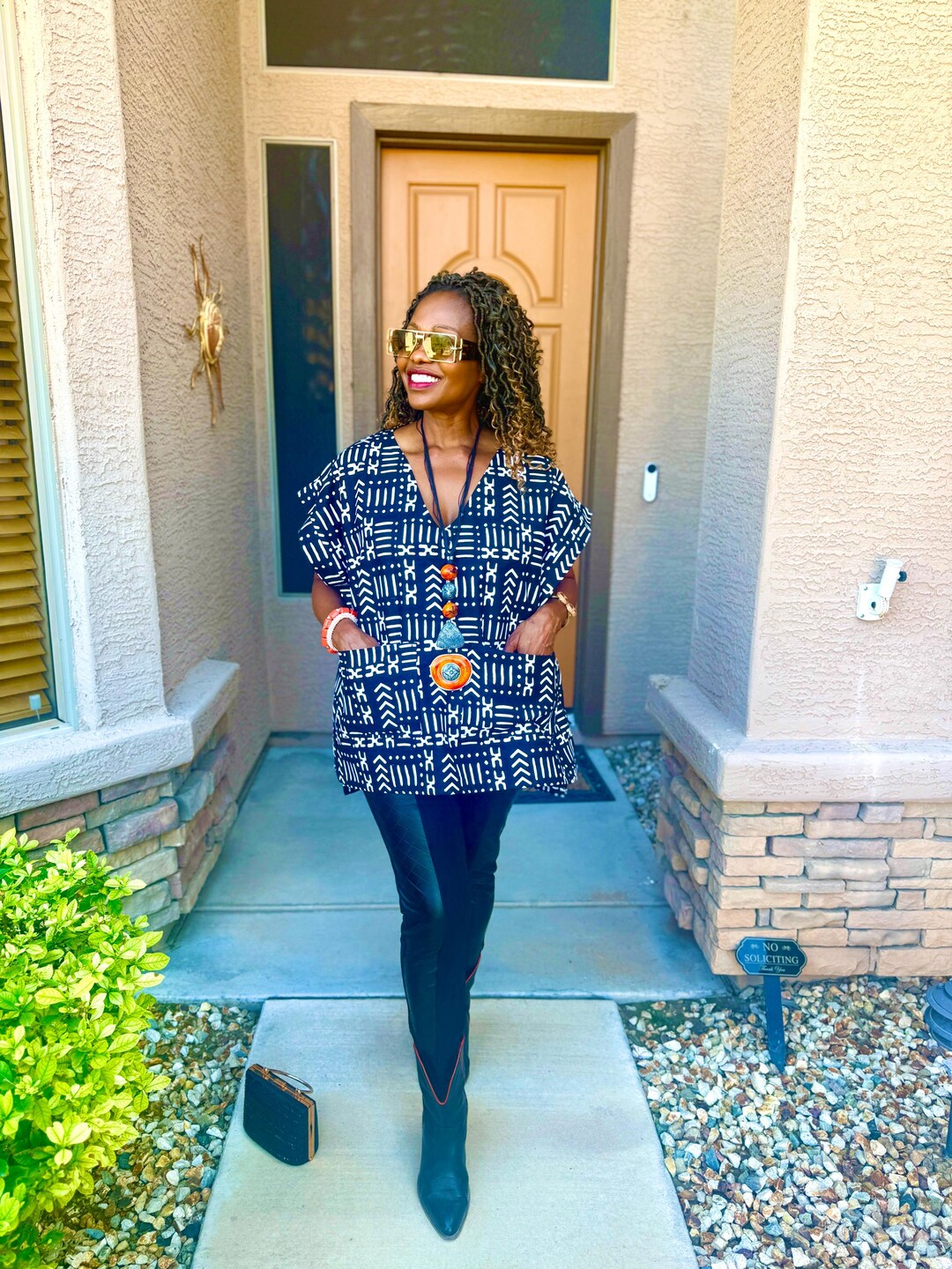 Jana Ankara Kimono Top: African Print Tunic With Pockets and Side Slits ...