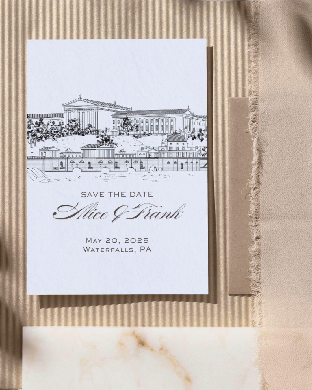 Wedding Venue Illustration Custom Wedding Invitation Sketch House Line ...