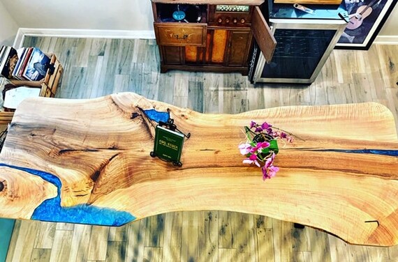 102 Live Edge Dining Blue River Table Made in a Modern | Etsy