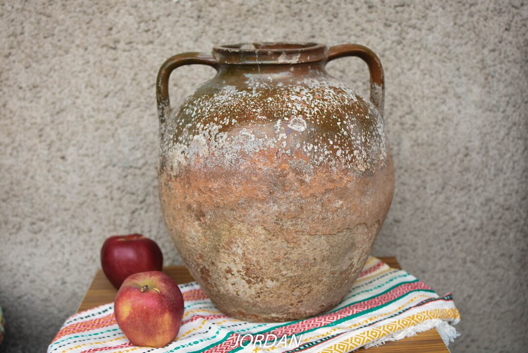 Rare Vintage Large Clay Pot/large Elegant Pot/primitive Clay Pot/hand ...