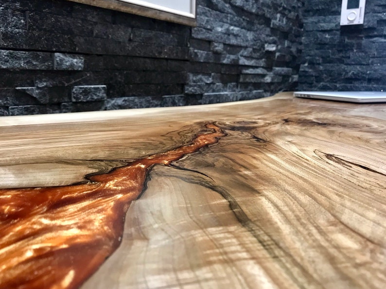 Walnut Live Edge Desk River Table //desk Custom//made to Order//fire ...