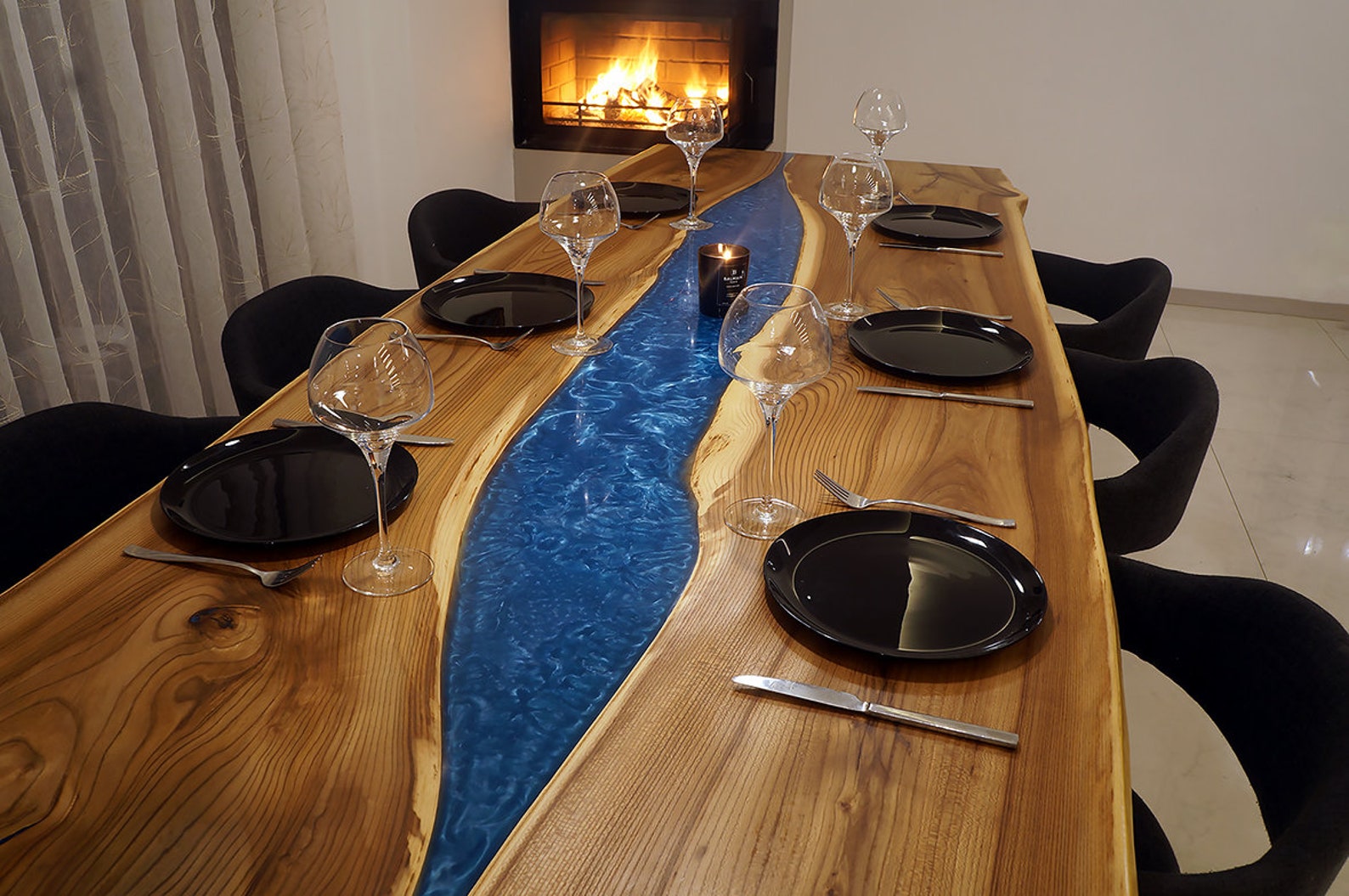 102" Live Edge Dining Blue River Table Made in a Modern Rustic Finish ...