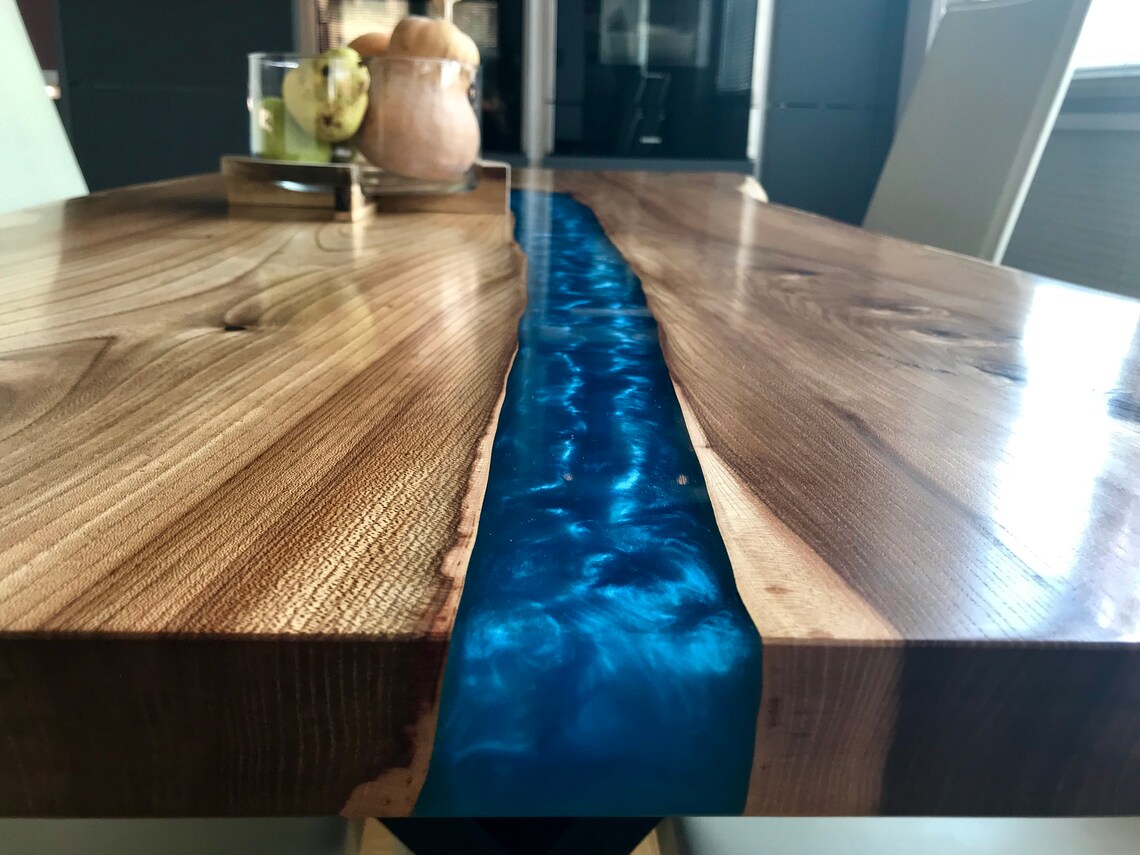 Live Edge Dining Blue River Table Made in a Modern Rustic - Etsy