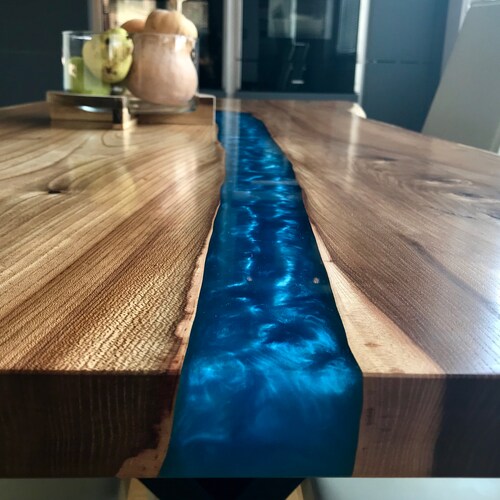 Live Edge Dining Blue River Table Made in a Modern Rustic - Etsy