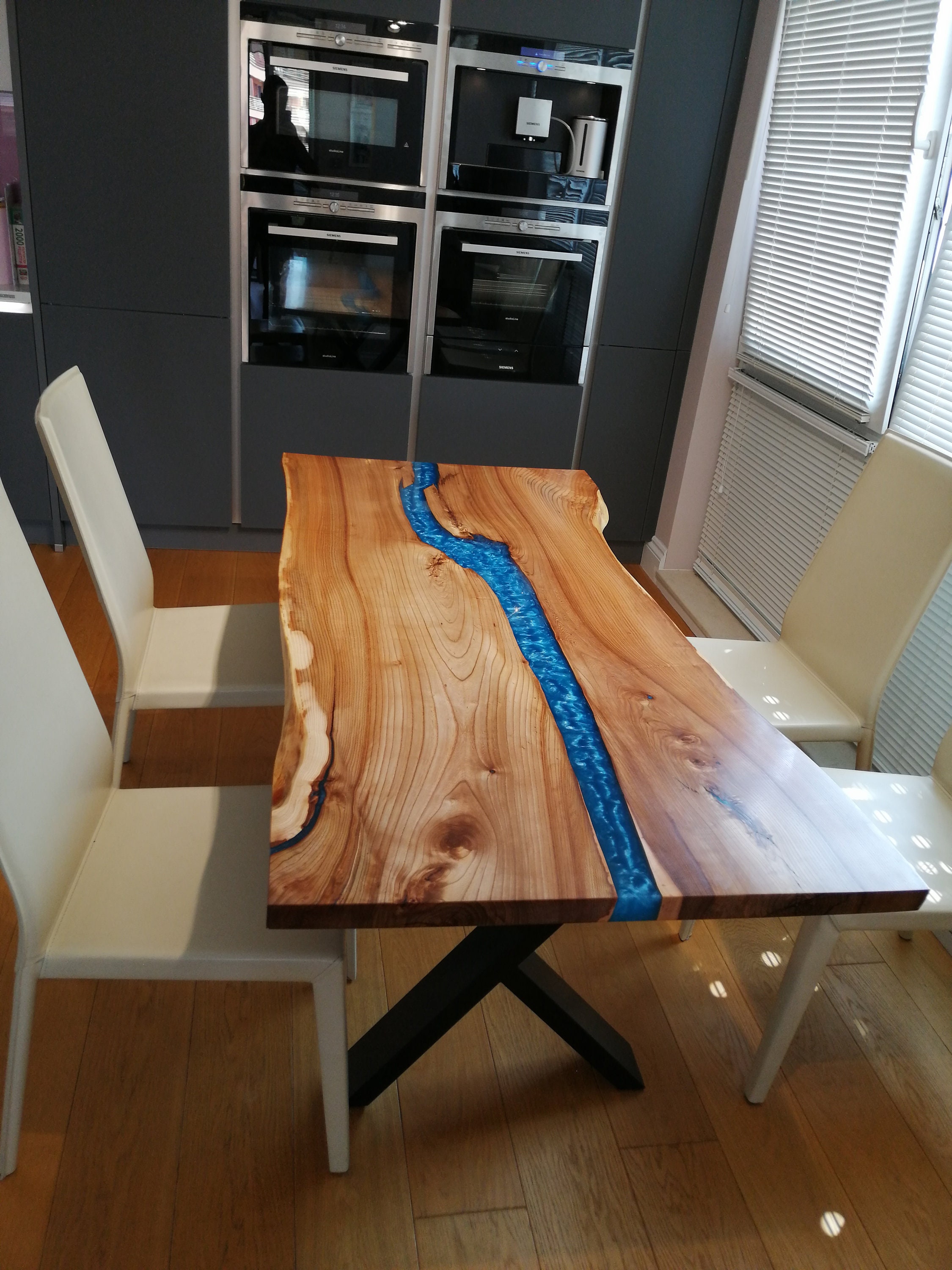 Live Edge Dining Blue River Table Made in a Modern Rustic - Etsy
