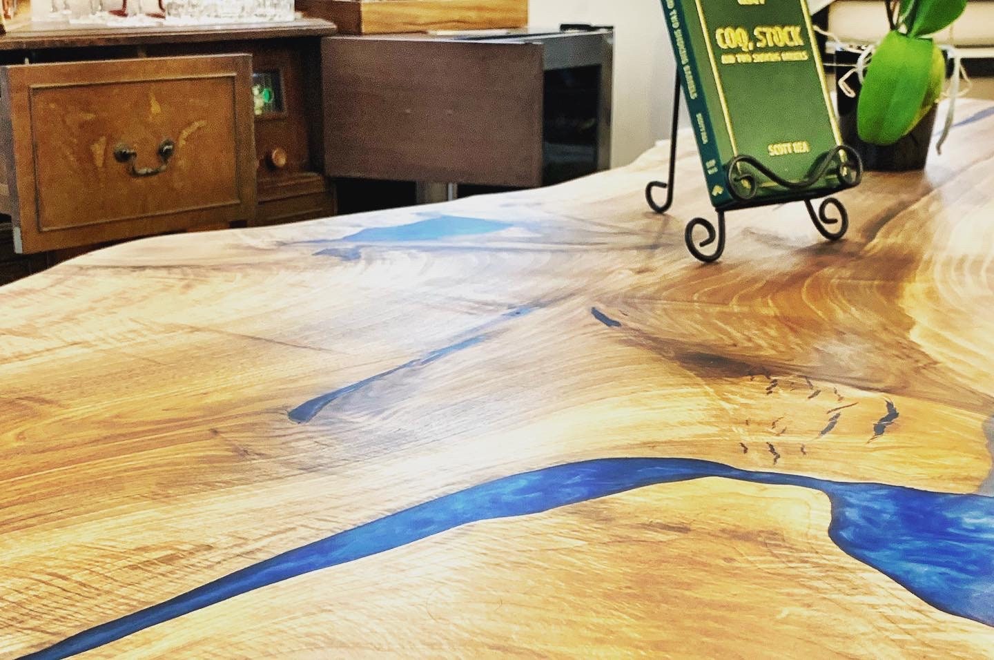 102 Live Edge Dining Blue River Table Made in a Modern - Etsy