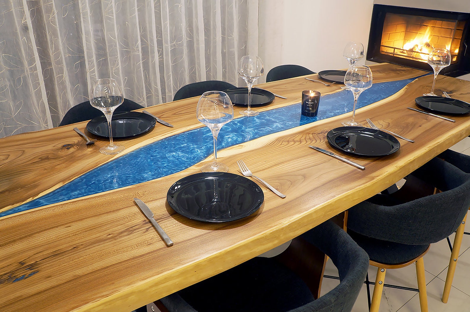 102" Live Edge Dining Blue River Table Made in a Modern Rustic Finish ...