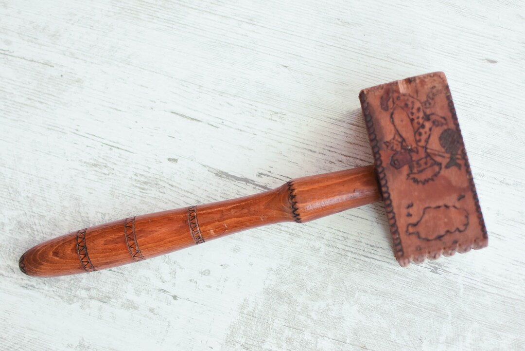 Martillo grande de madera vintage//Antiguo martillo de madera hecho a ...