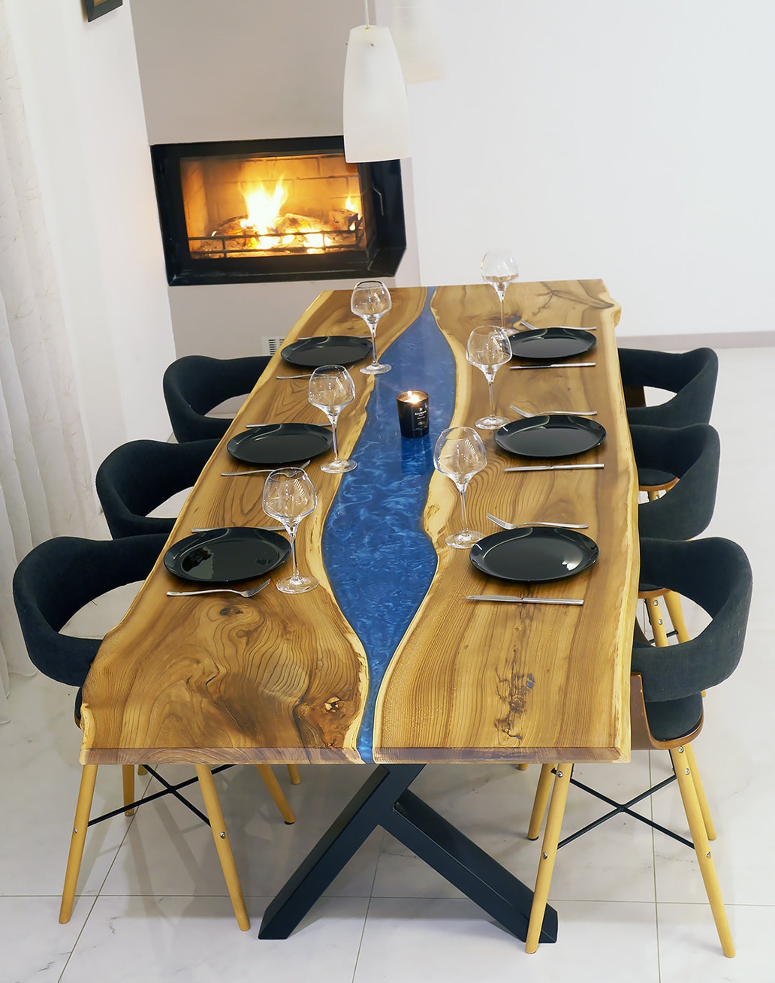 102" Live Edge Dining Blue River Table Made in a Modern Rustic Finish ...